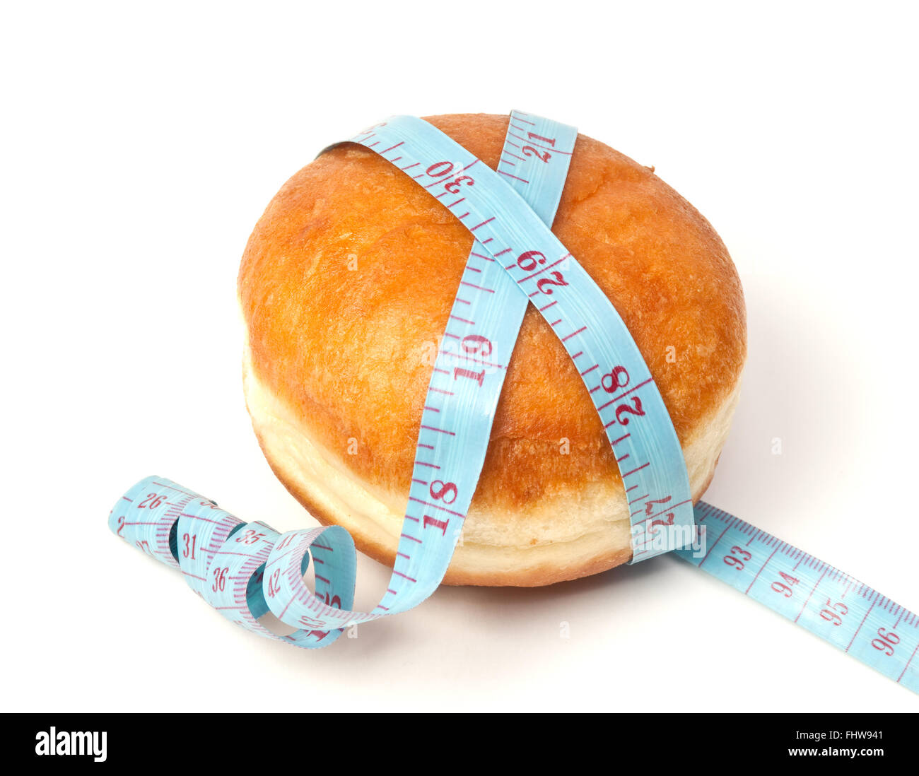 Bun for the hamburger with tape measure Stock Photo - Alamy