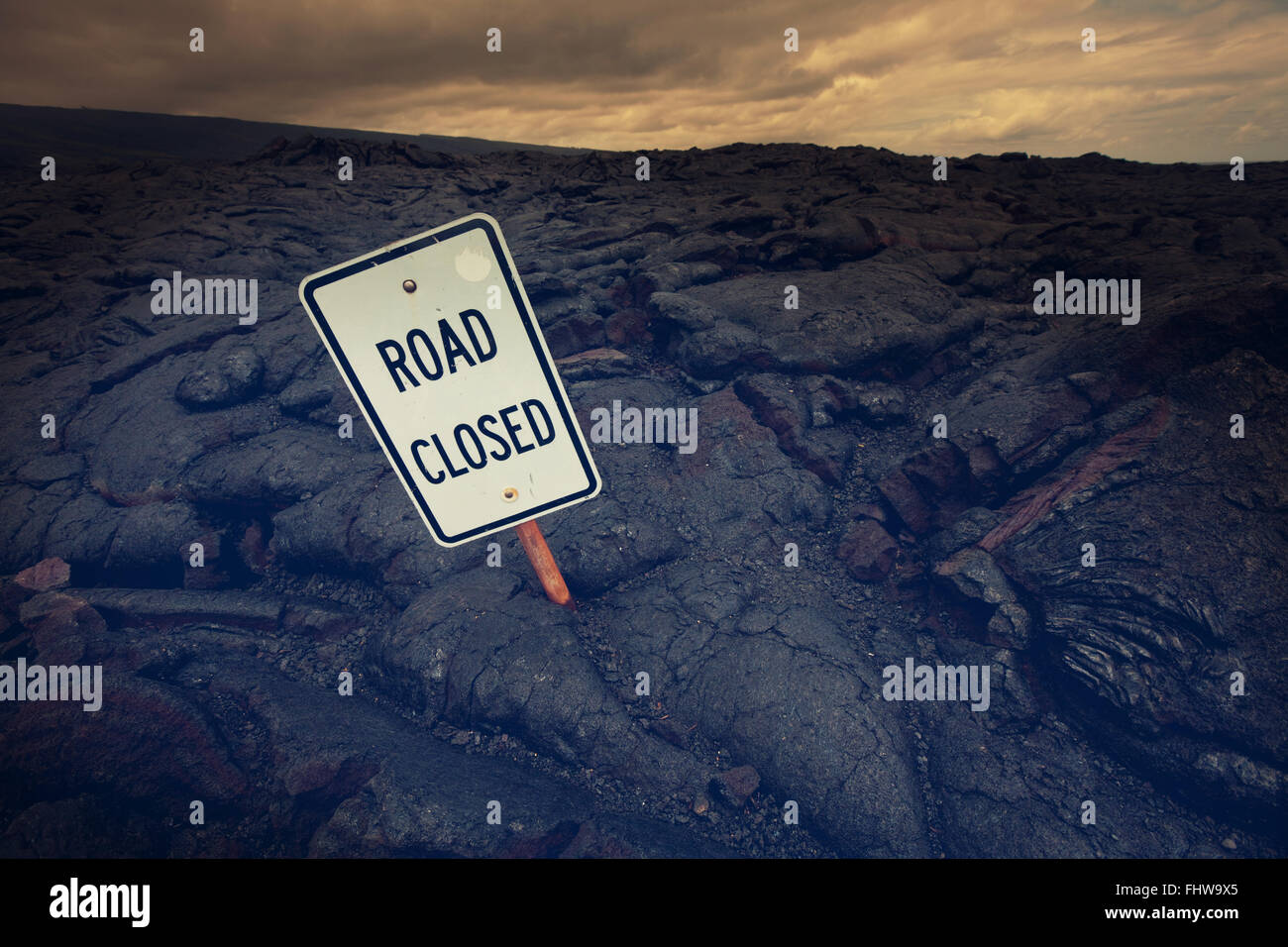 Hawaii lava road sign hi-res stock photography and images - Alamy