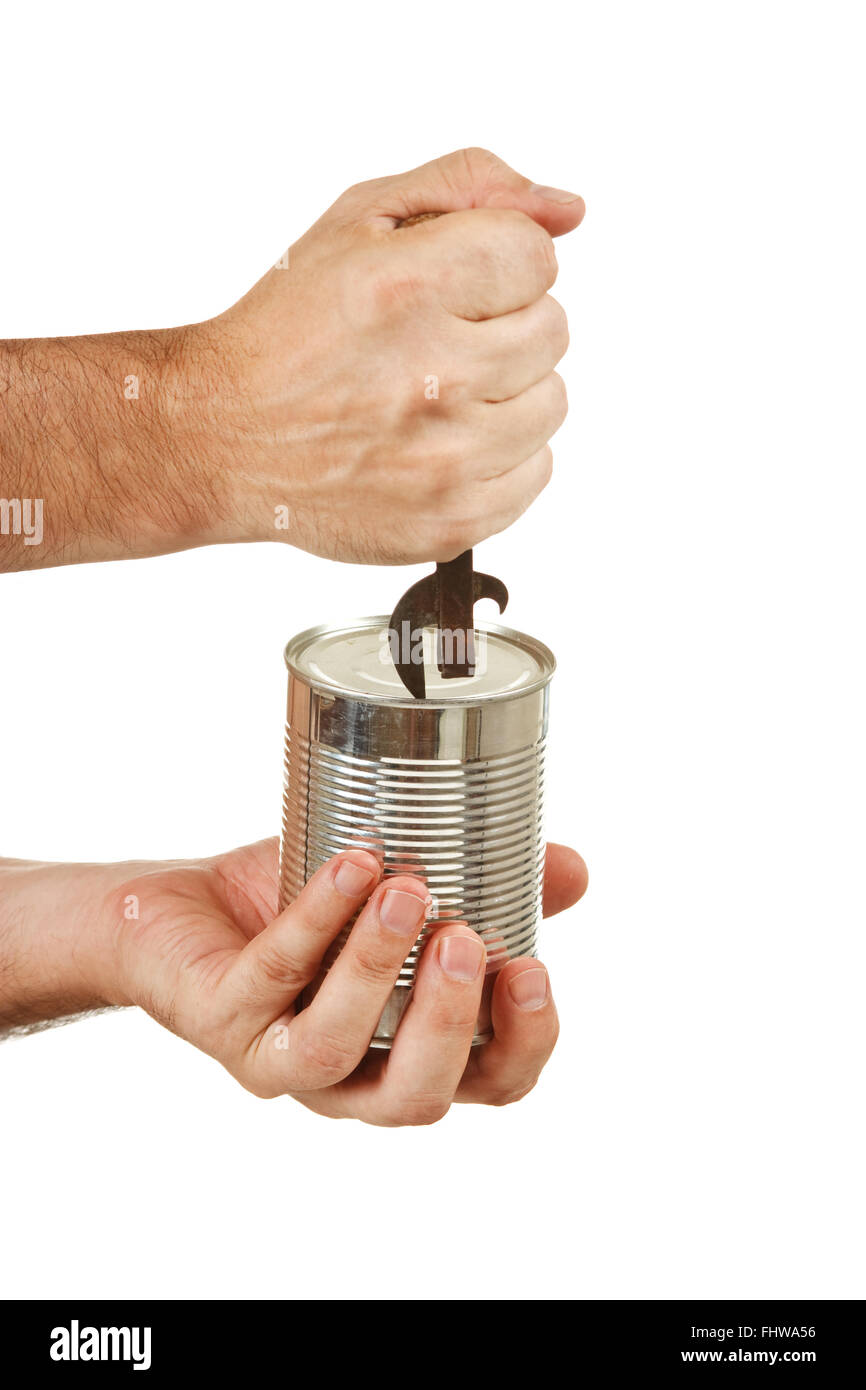 Hand tin opener opening can hi-res stock photography and images - Alamy