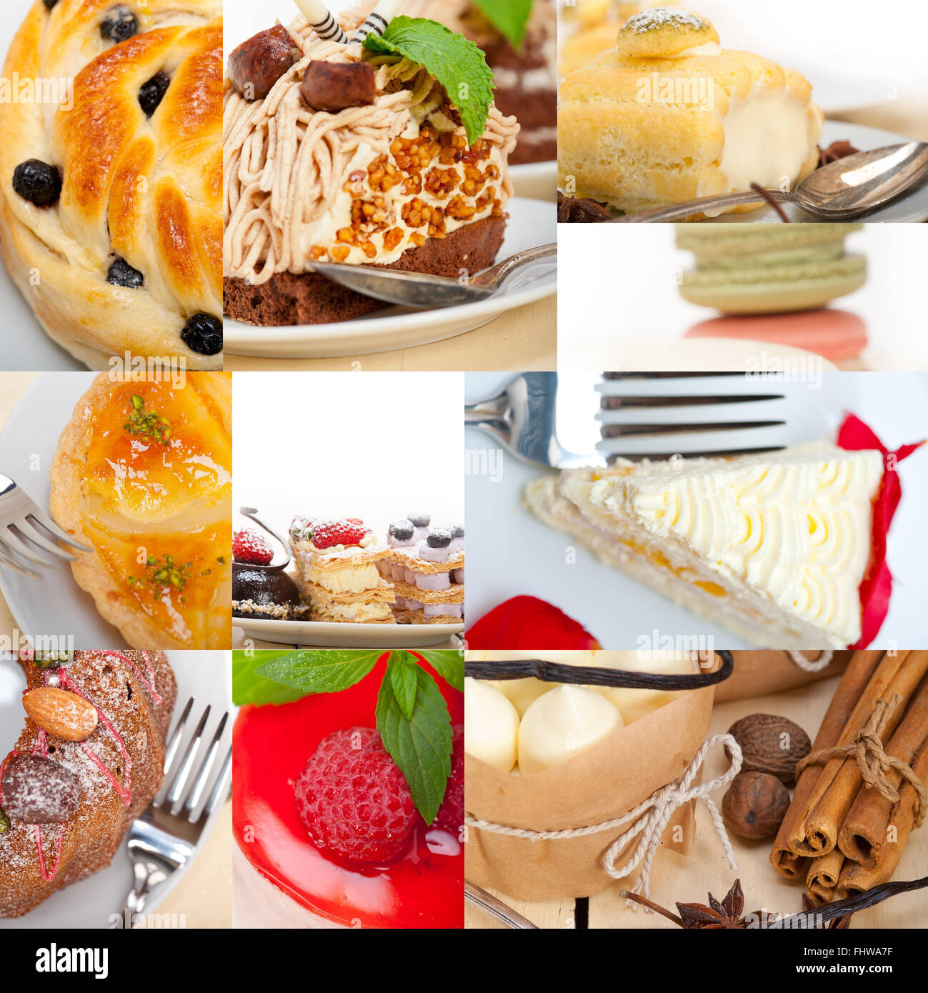 fresh dessert cake collage Stock Photo - Alamy