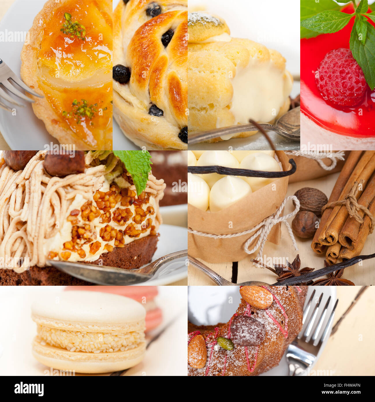 fresh dessert cake collage Stock Photo - Alamy