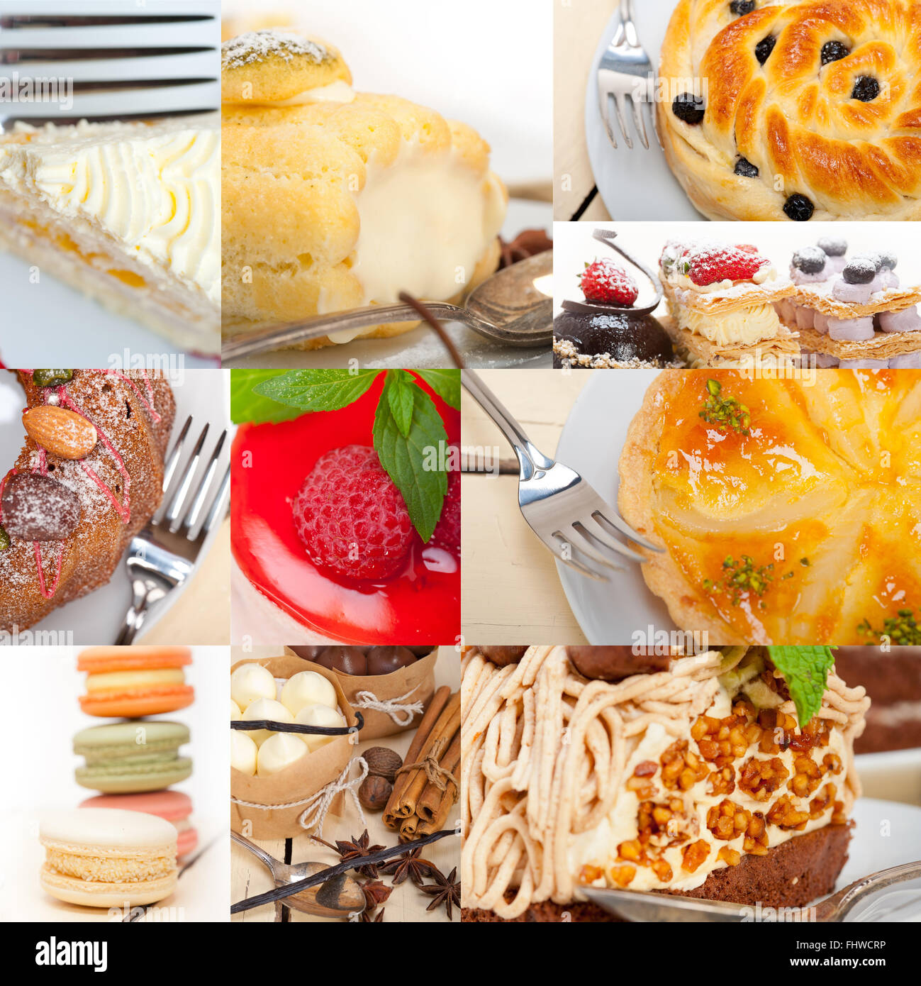 fresh dessert cake collage Stock Photo - Alamy