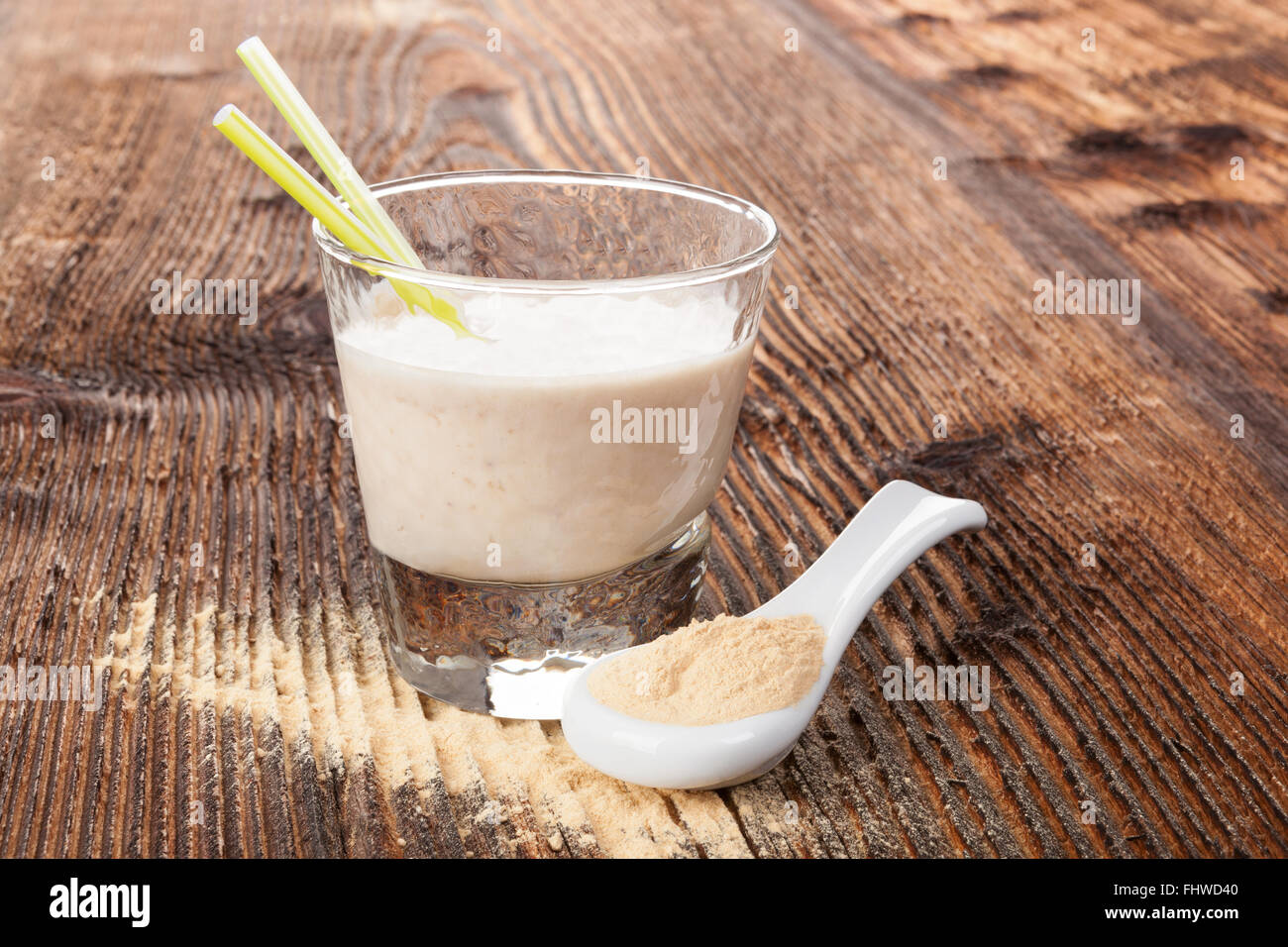 Maca powder and maca shake Stock Photo - Alamy
