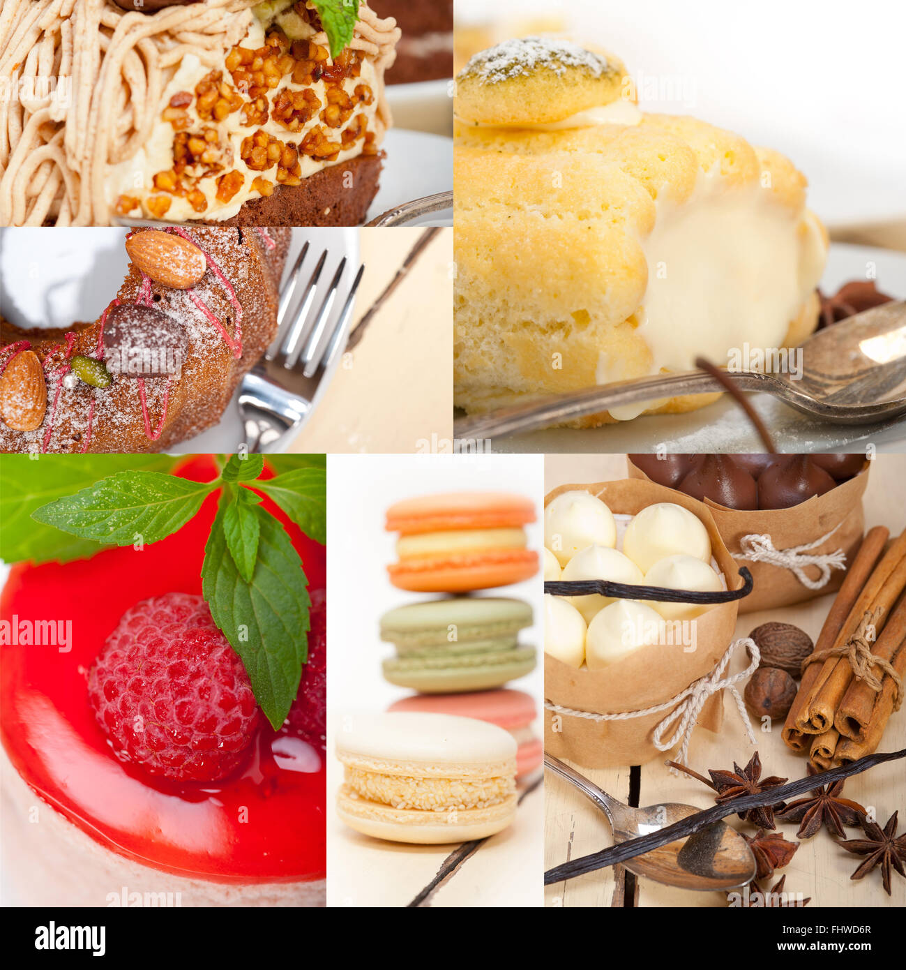 fresh dessert cake collage Stock Photo - Alamy