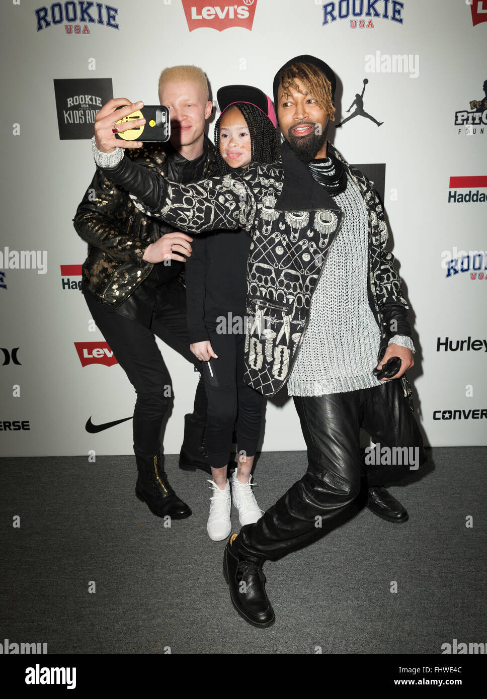 New York, NY USA - February 11, 2016: Shaun Ross, April Star & Ty ...
