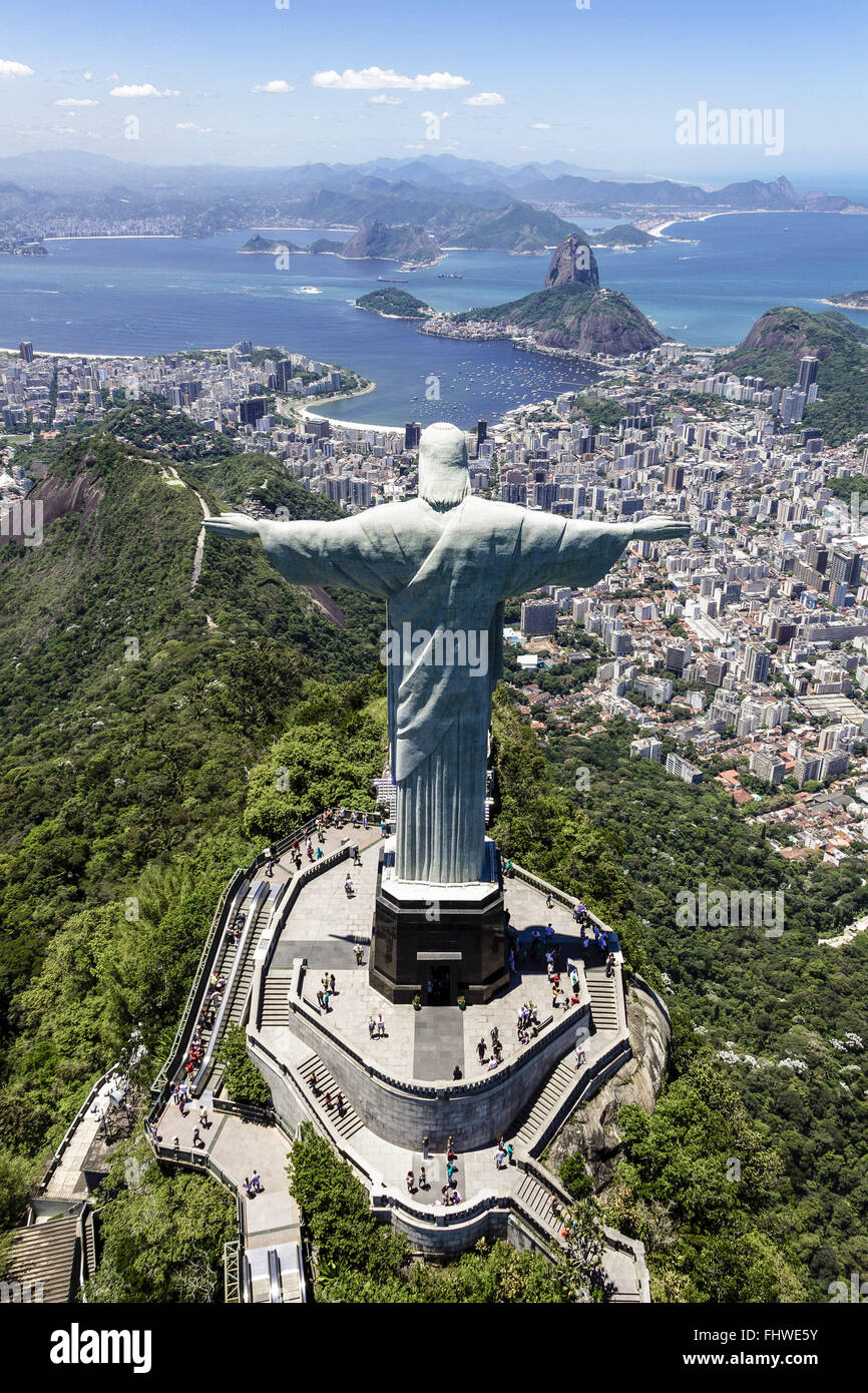 Aerial view of tourists on Corcovado Mountain Stock Photo - Alamy