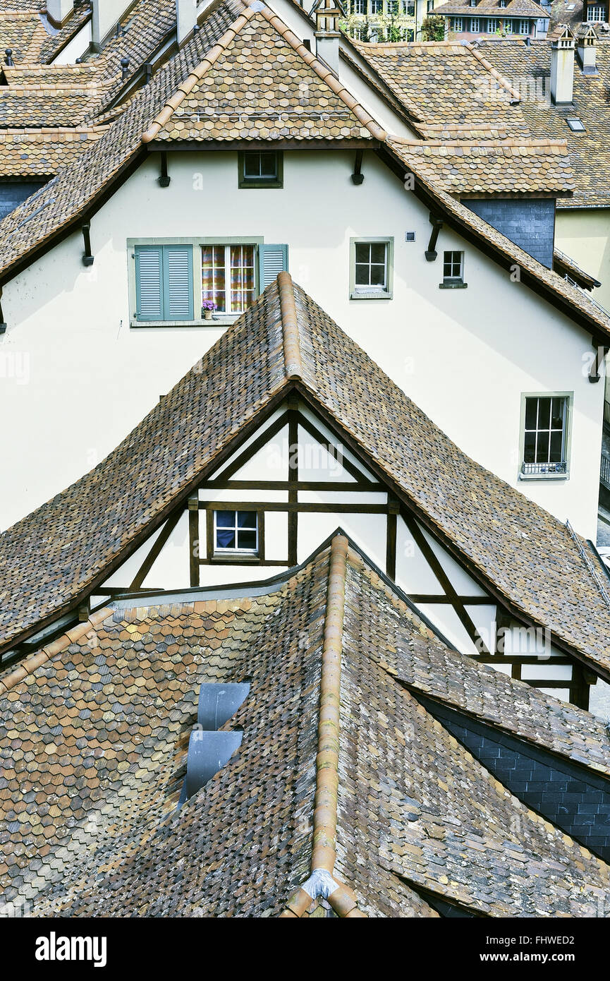 Swiss town roofs hi-res stock photography and images - Alamy