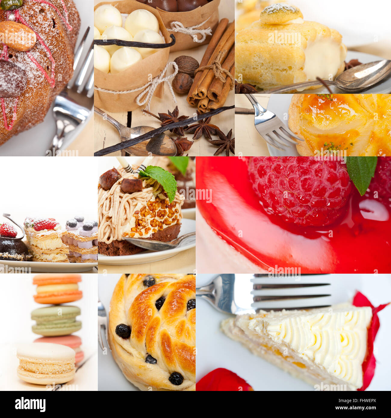fresh dessert cake collage Stock Photo - Alamy