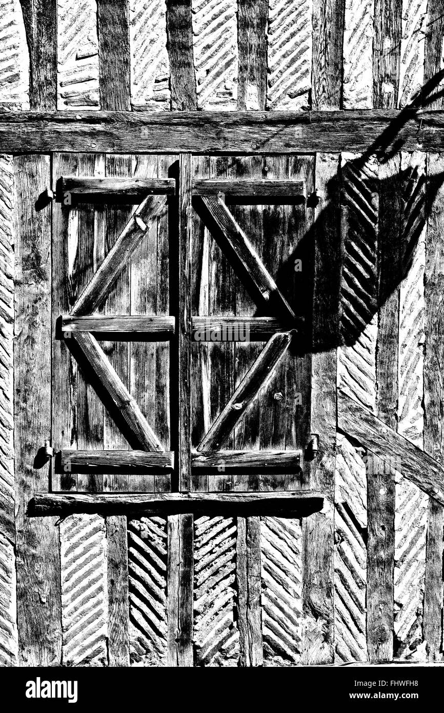 Frame french window wood Black and White Stock Photos & Images - Alamy