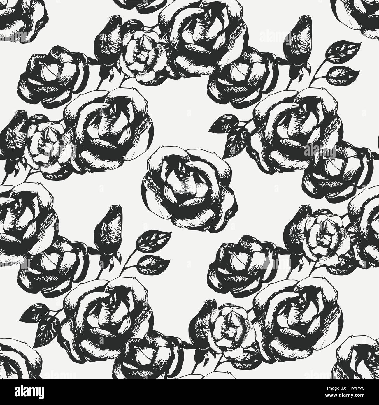 Vintage black and white rose pattern Stock Vector Image & Art - Alamy