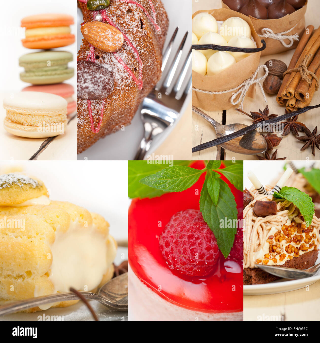fresh dessert cake collage Stock Photo - Alamy