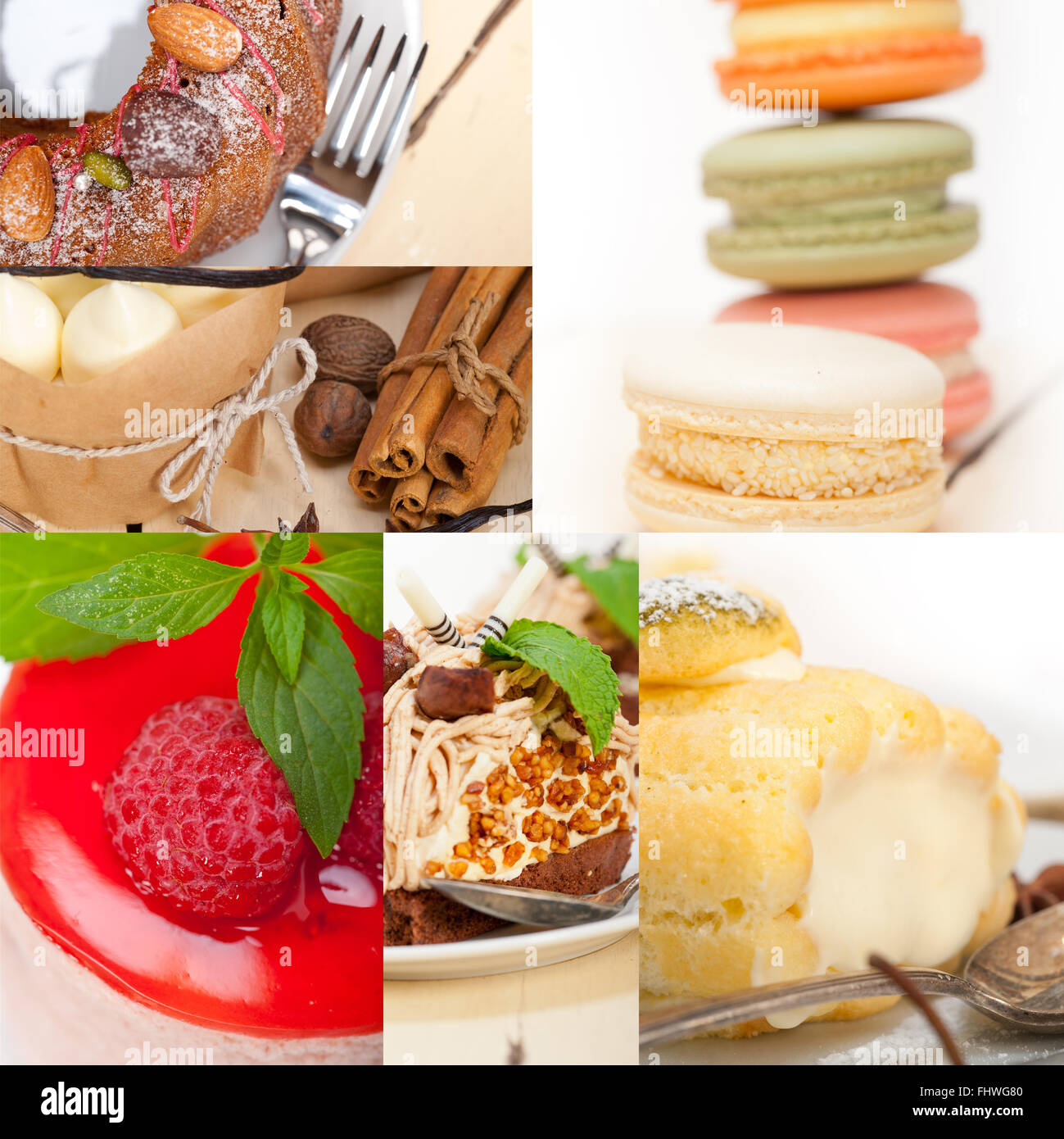 fresh dessert cake collage Stock Photo - Alamy