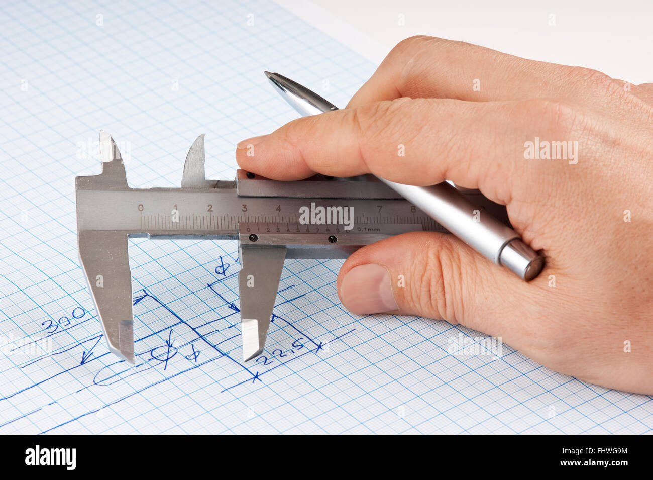 callipers in hand Stock Photo - Alamy