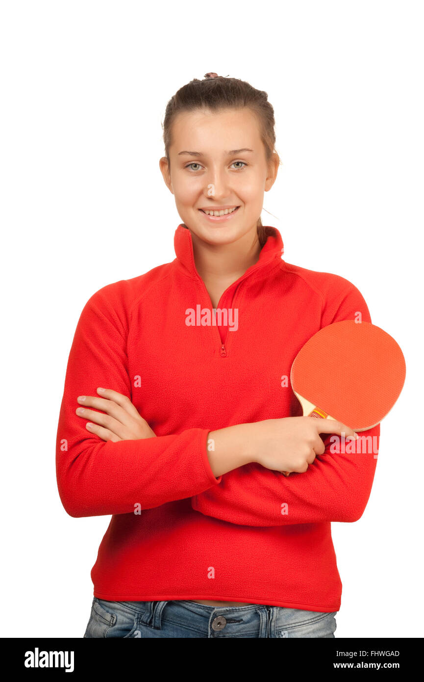 young girl with a racket ping-pong Stock Photo - Alamy