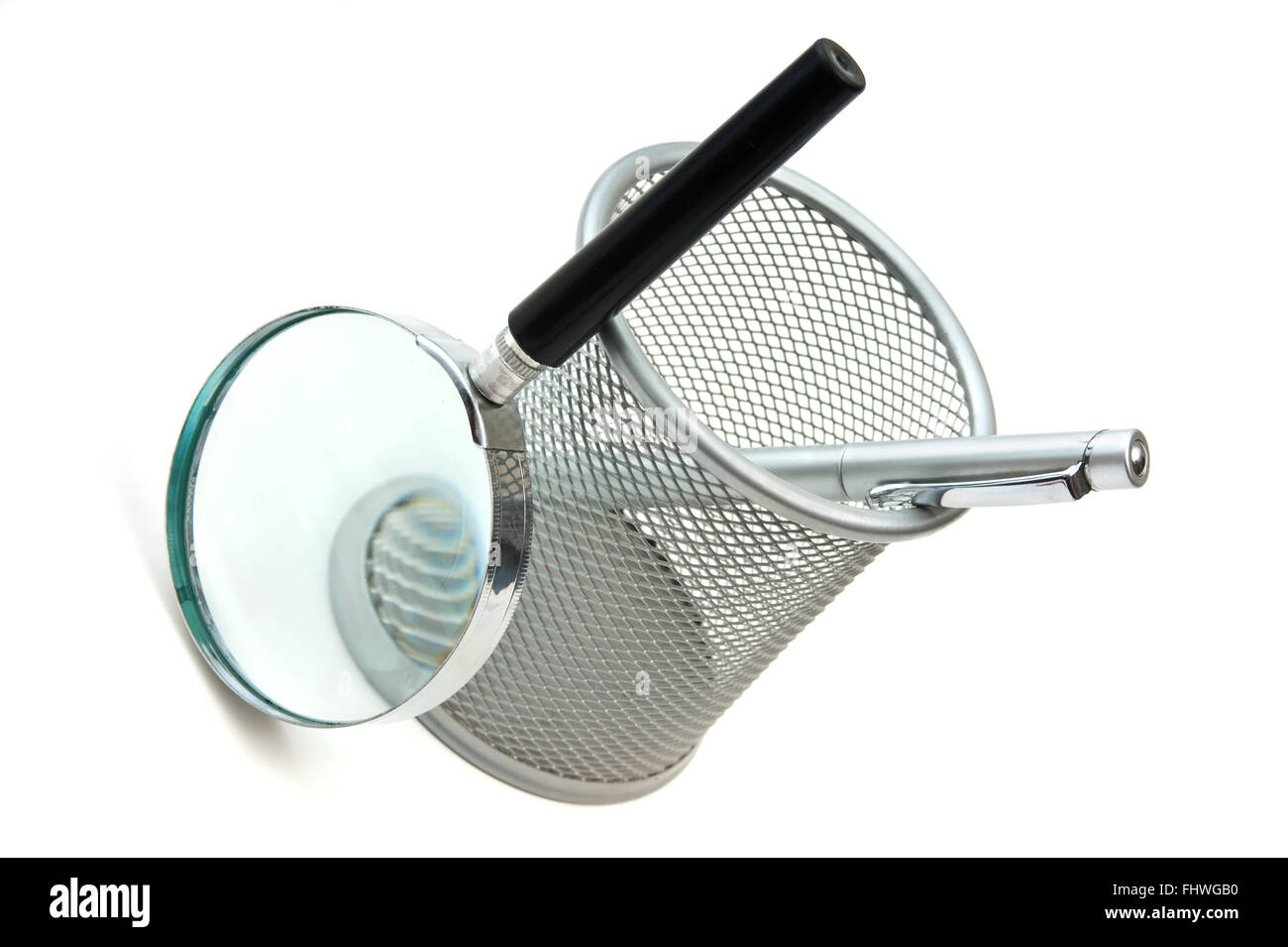 basket and magnifying glass Stock Photo - Alamy