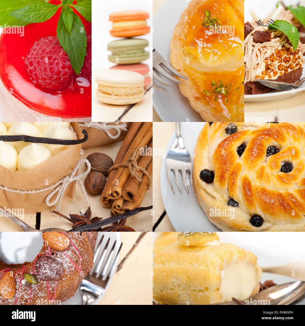 fresh dessert cake collage Stock Photo - Alamy
