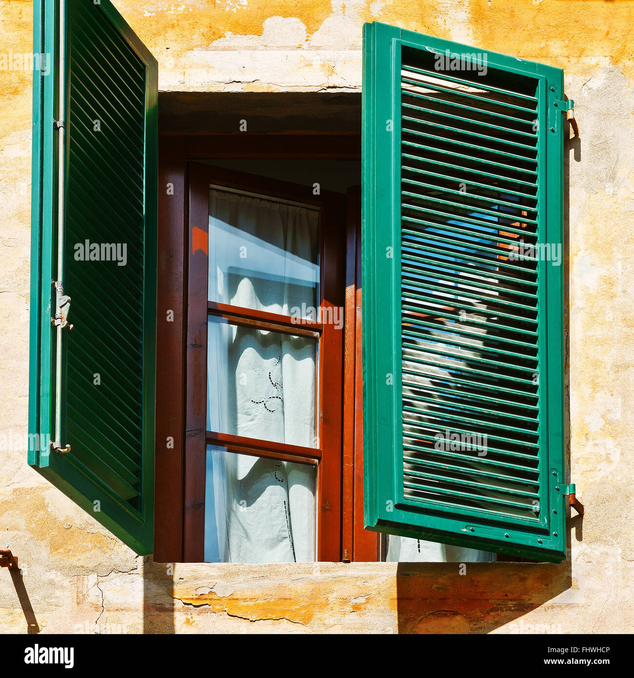 Italian style wooden window hi-res stock photography and images - Alamy