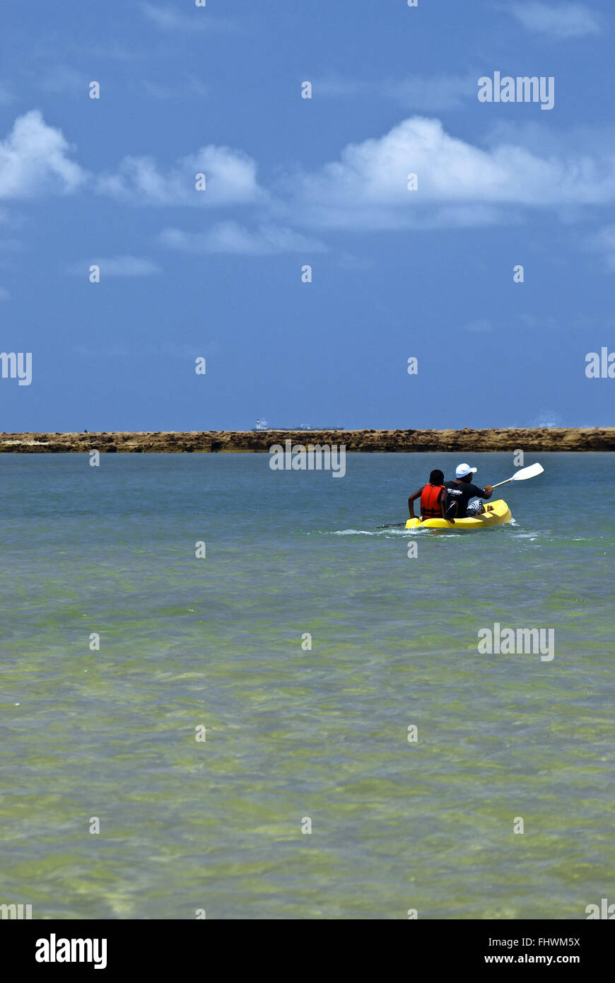 Kayaking in natural pool formed by reef in Muro Alto Beach - Porto de ...