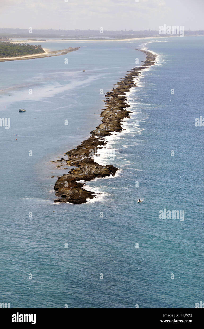 Aerial view of reefs in the region of Praia do Frances - Marshal ...