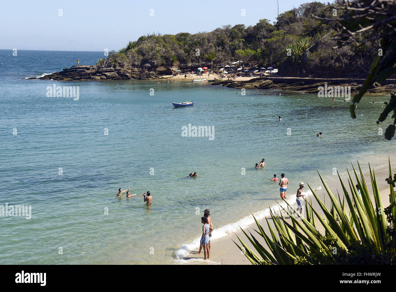 Top view of swimmers in the Azeda Beach and Beach Incidental Azedinha ...