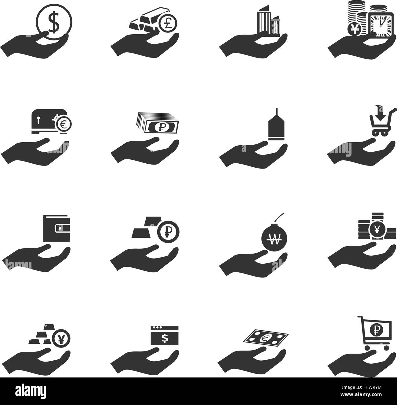 Hand and money icons set Stock Vector Image & Art - Alamy