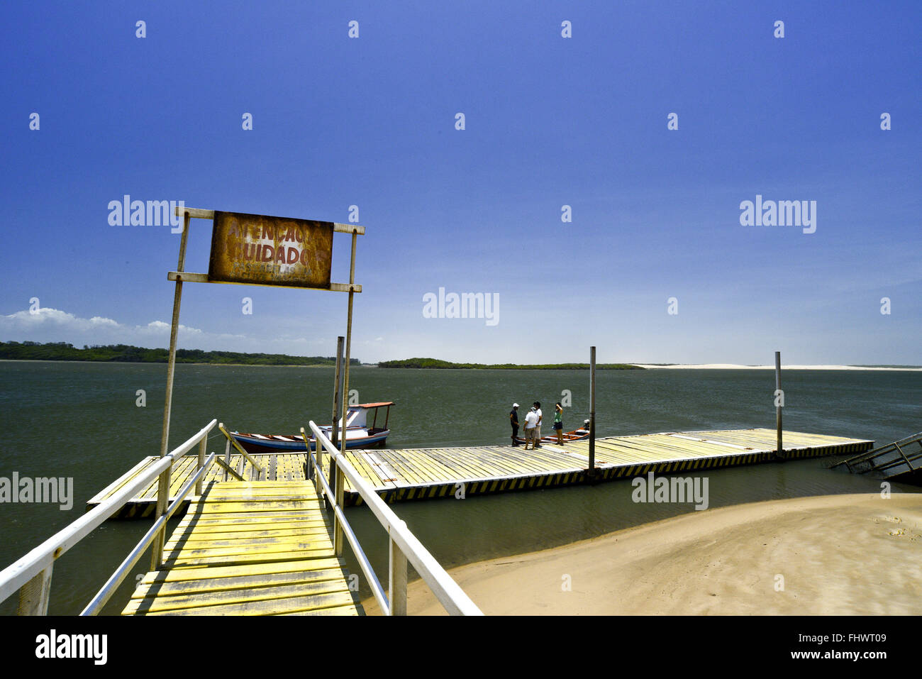 Pier Community Cabure situated on the bank of the river near its mouth ...
