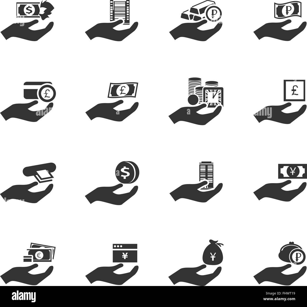 Hand and money icons set Stock Vector Image & Art - Alamy