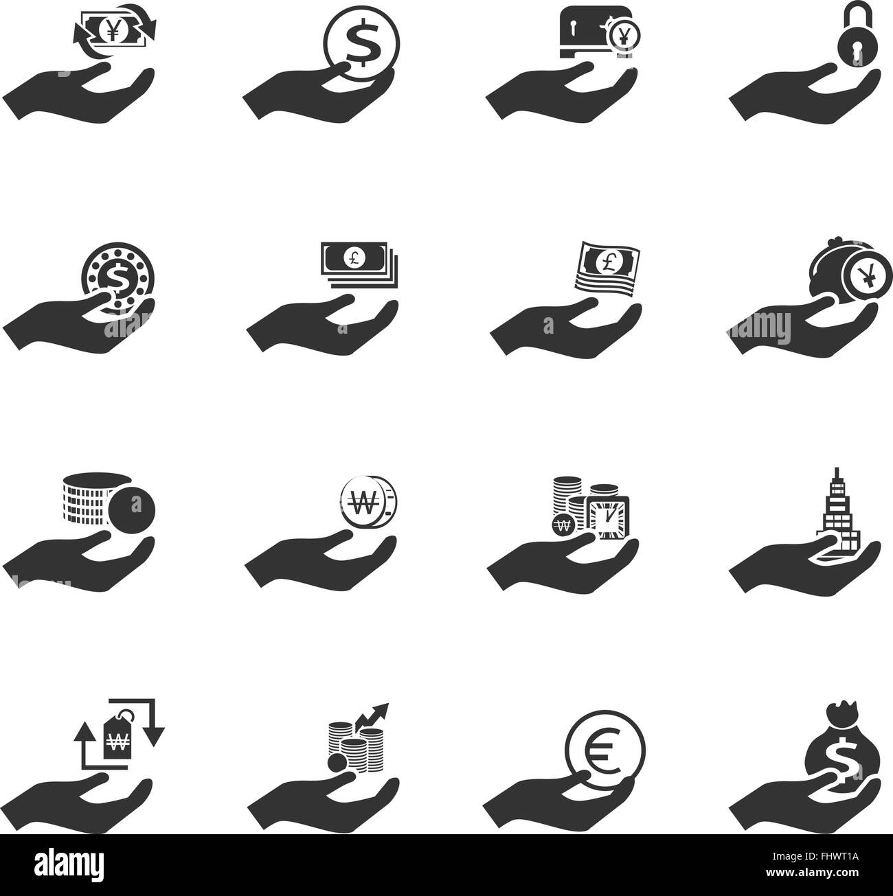 Hand and money icons set Stock Vector Image & Art - Alamy