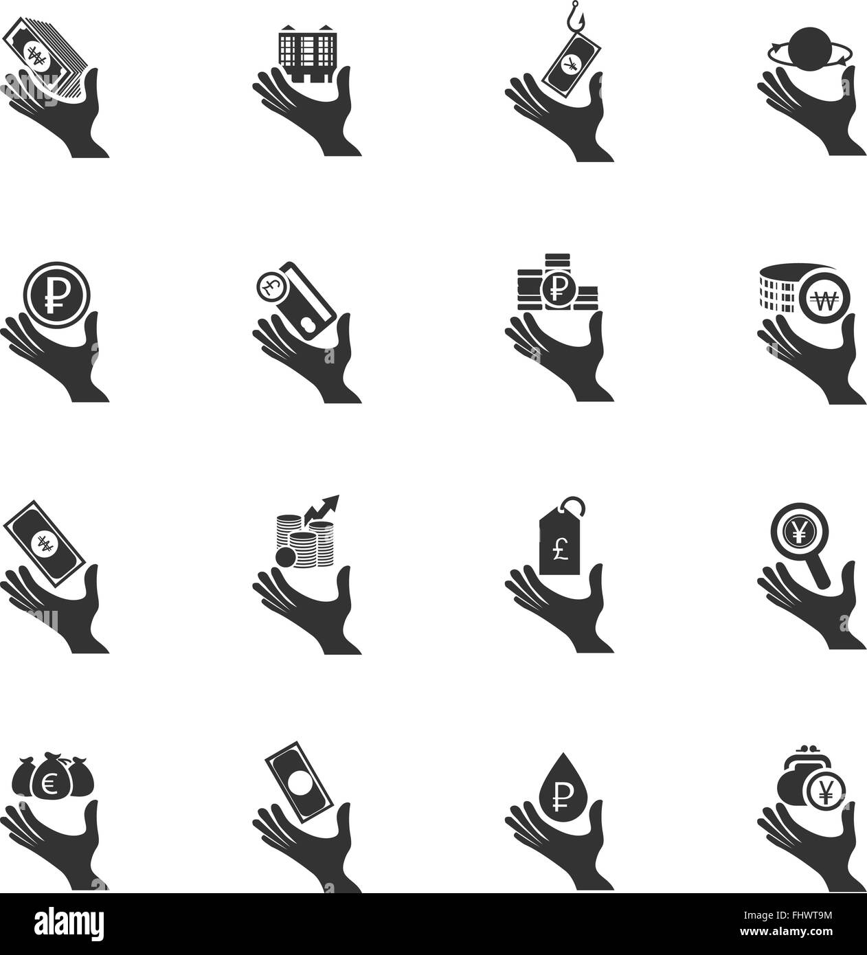 Hand and money icons set Stock Vector Image & Art - Alamy