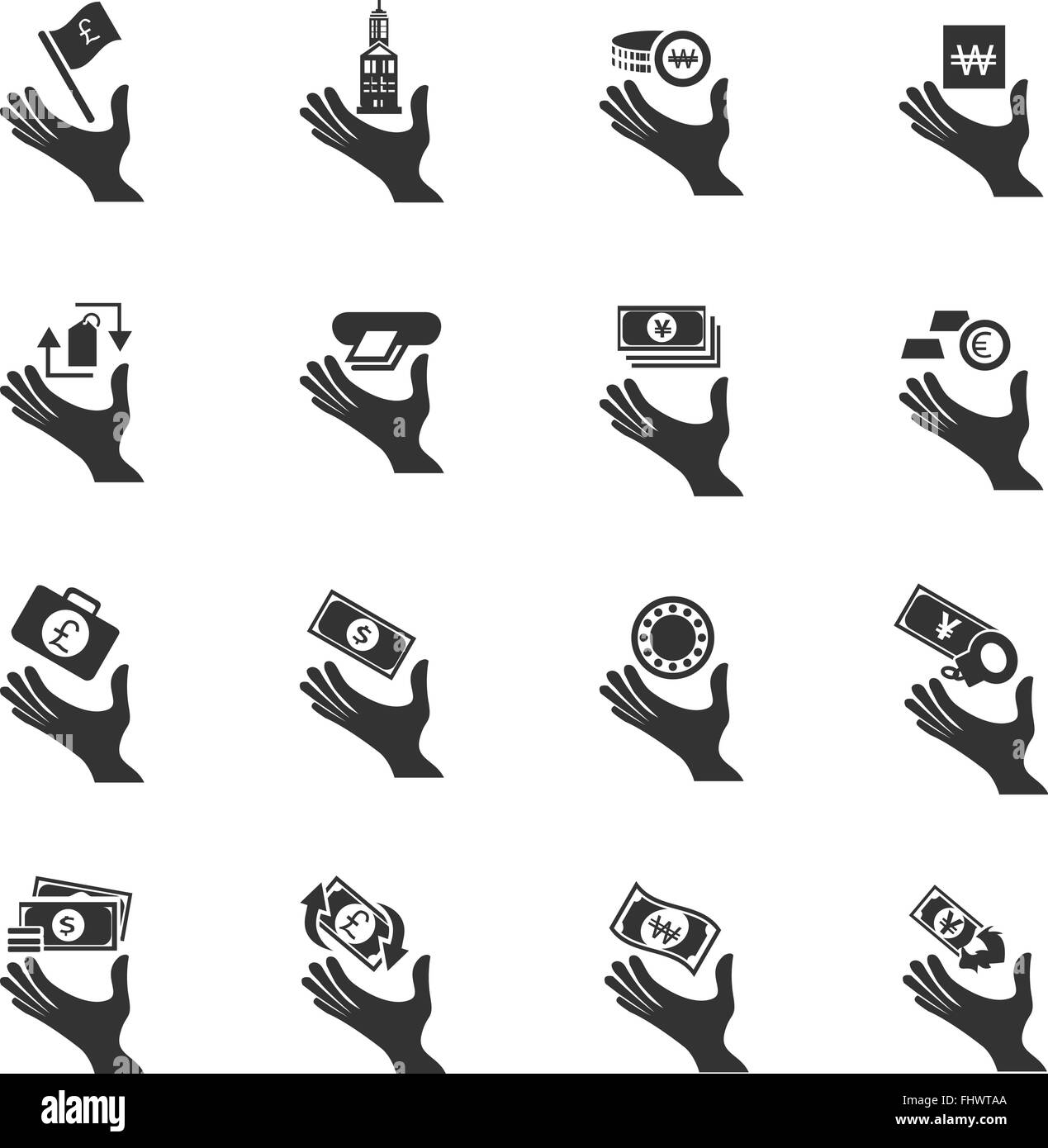 Hand and money icons set Stock Vector Image & Art - Alamy