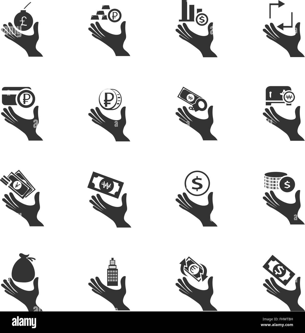 Hand and money icons set Stock Vector Image & Art - Alamy