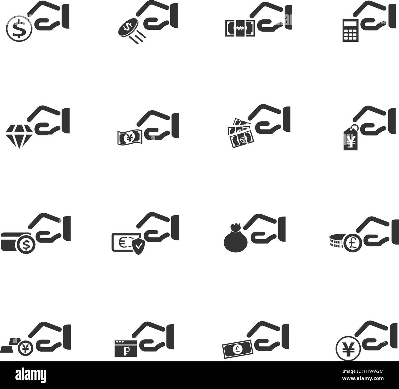 Hand and money icons set Stock Vector Image & Art - Alamy