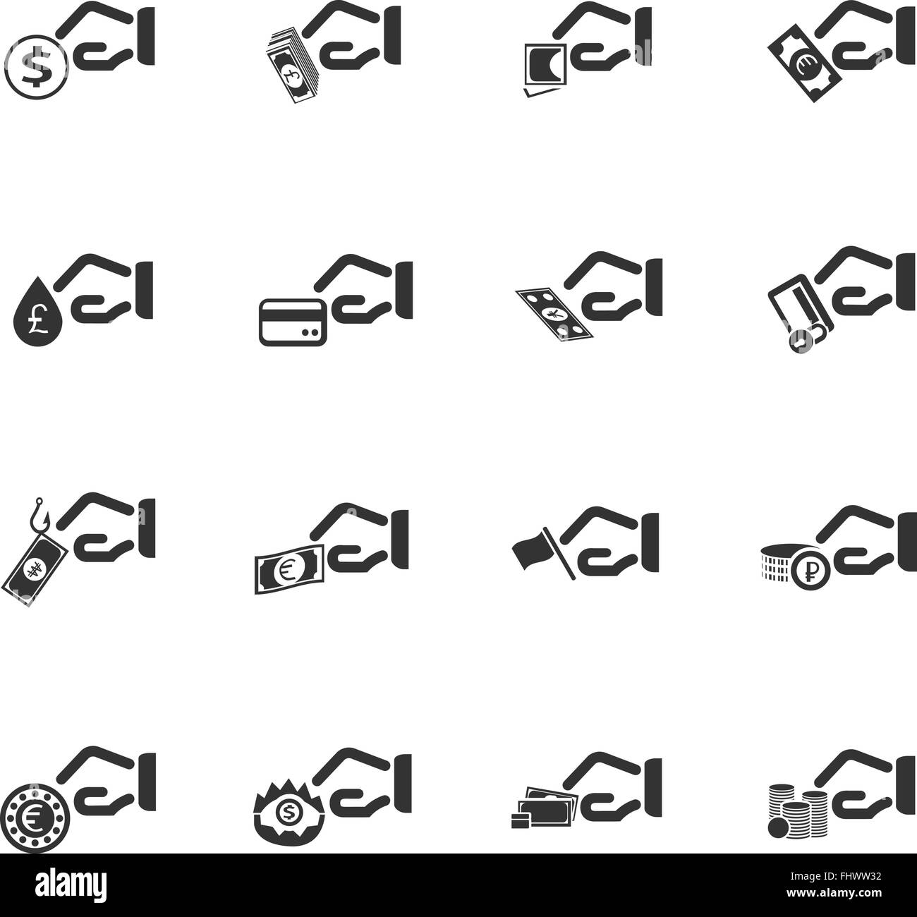 Hand and money icons set Stock Vector Image & Art - Alamy