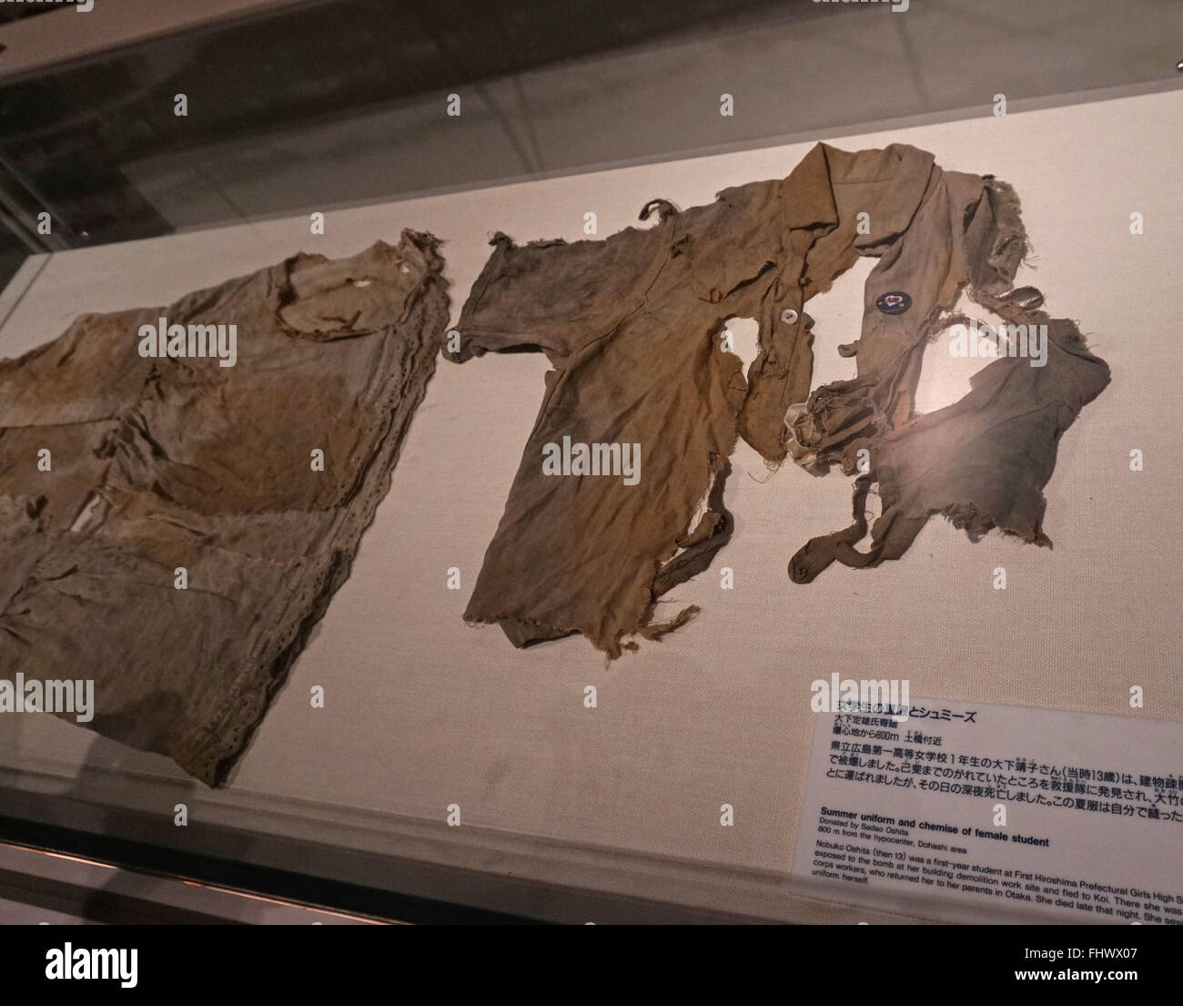 Clothing from the victims of the Atomic bomb dropped on Hiroshima in ...