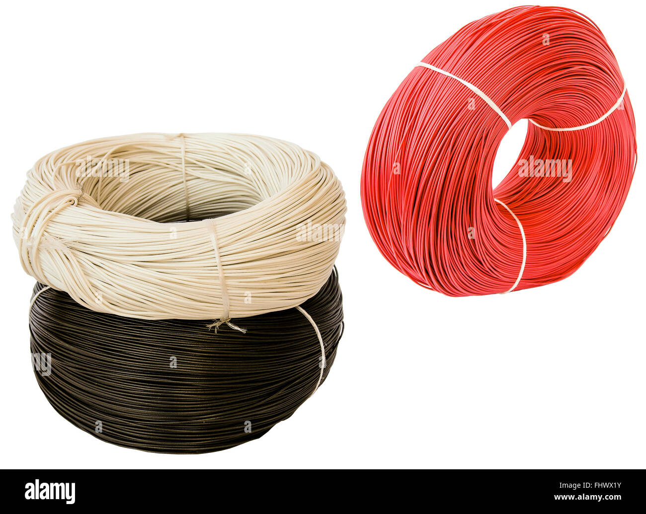 set colored electric cable on white background, isolated Stock Photo ...
