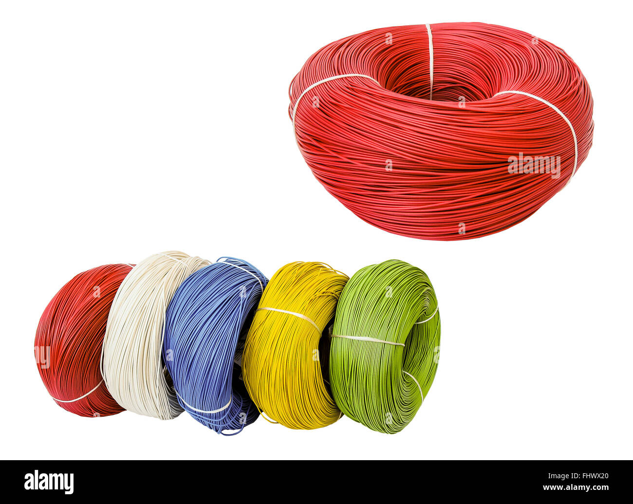set colored electric cable on white background, isolated Stock Photo ...