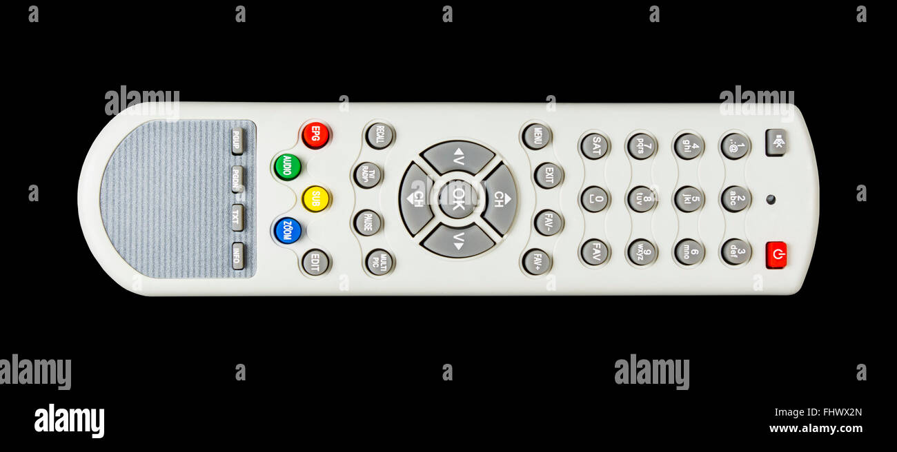 TV remote control isolated on black background Stock Photo - Alamy