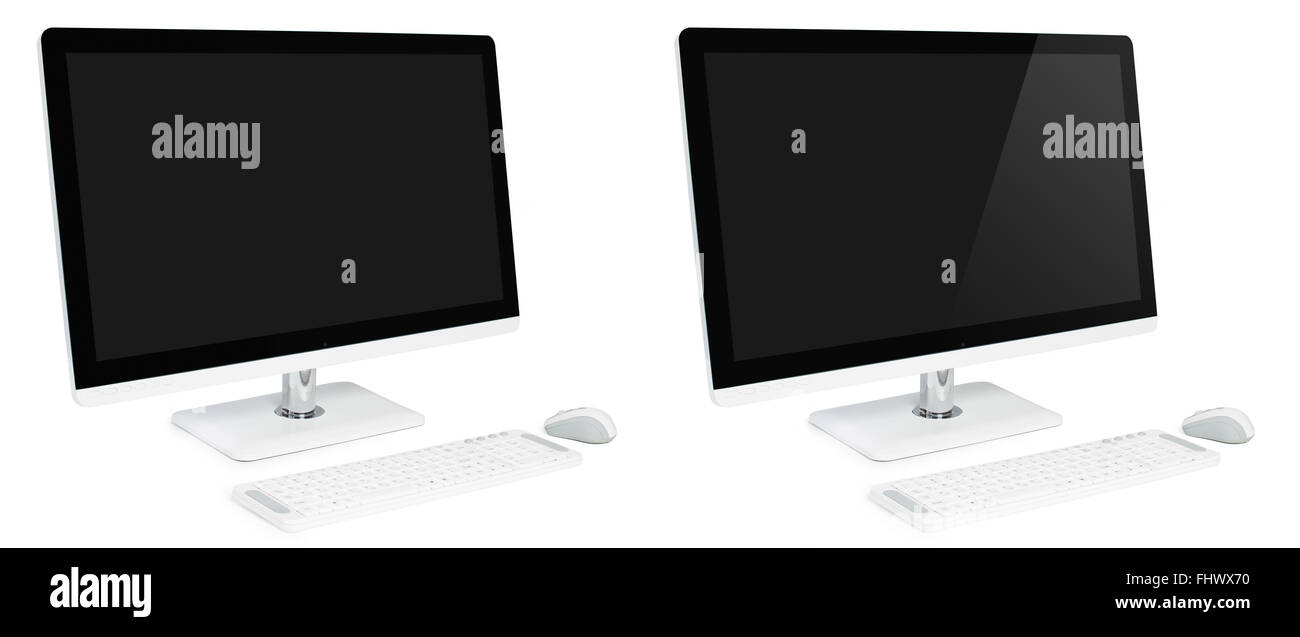 Modern business white desktop computer with large widescreen display ...