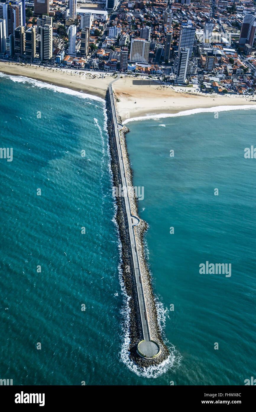 Aerial view of artificial fill and seat of Iracema Beach Stock Photo ...