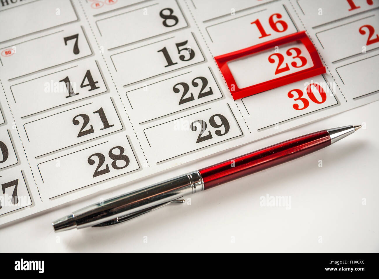Pen And a Calendar Stock Photo - Alamy