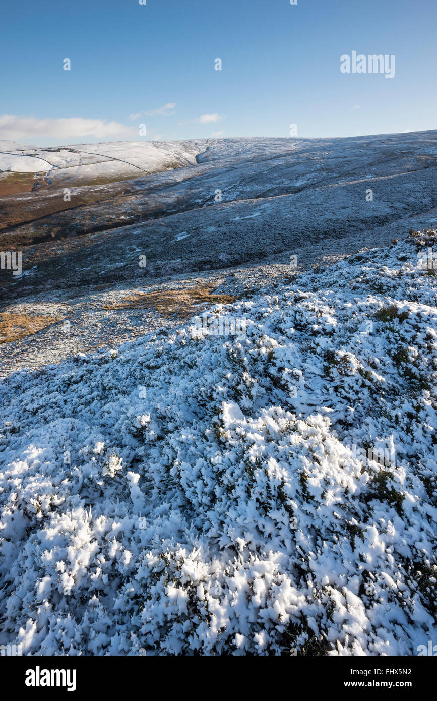 View over the hills around Glossop in Derbyshire on a chilly winters ...