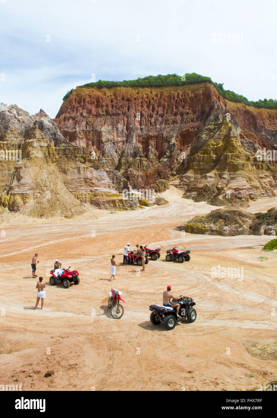 ATV ride in the cliffs at Praia do Gunga in Barra de Sao Miguel Stock ...