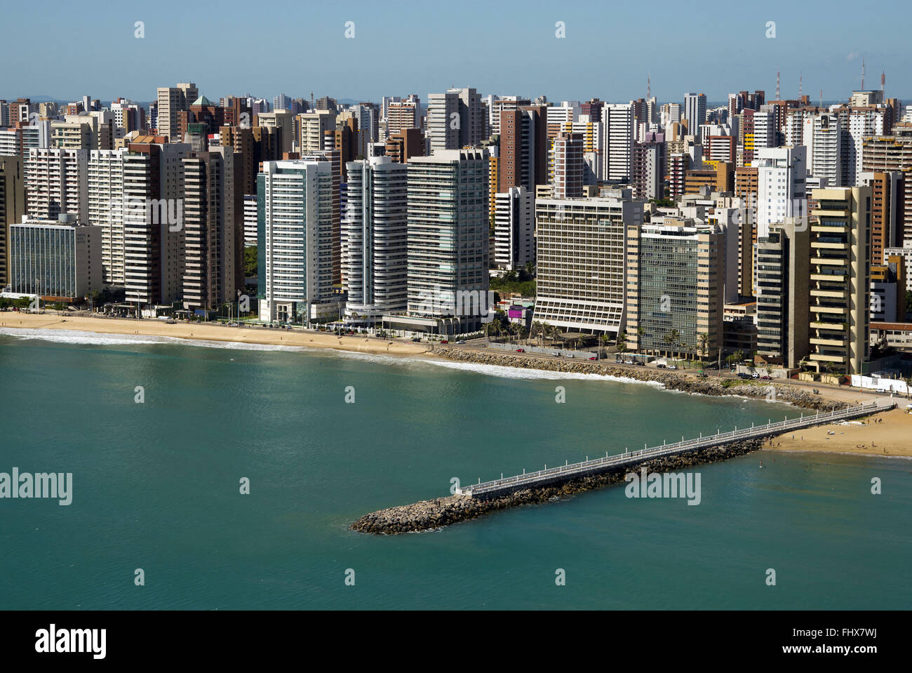 Aerial view of the waterfront from Beira Mar Avenue in Fortaleza ...