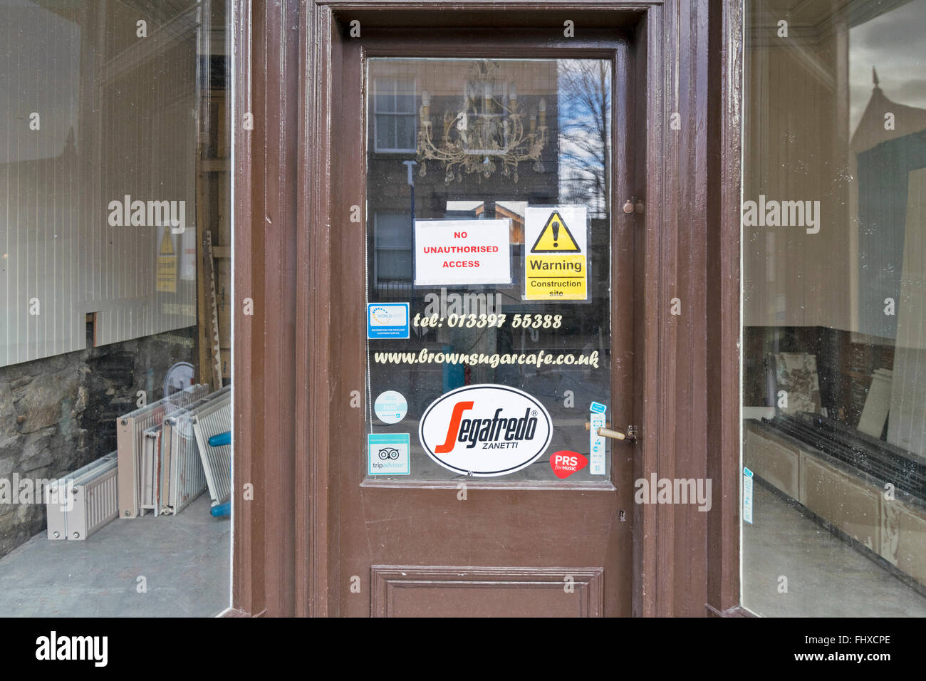 BALLATER ABERDEENSHIRE RIVER DEE FLOOD DAMAGE SHOP FRONT AND DOORWAY ...