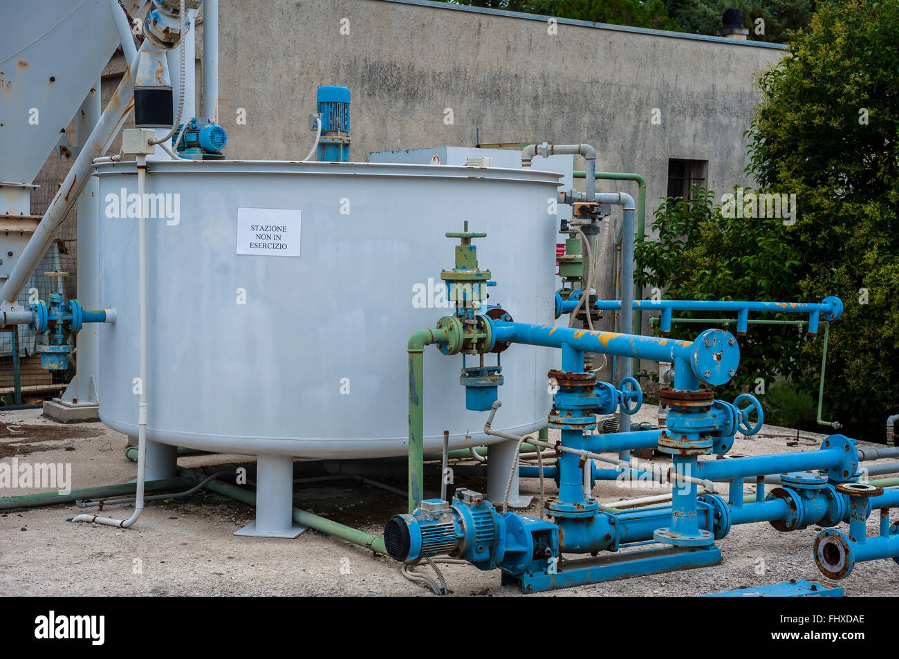 Stations and activated sludges tank of an obsolete wastewater treatment ...