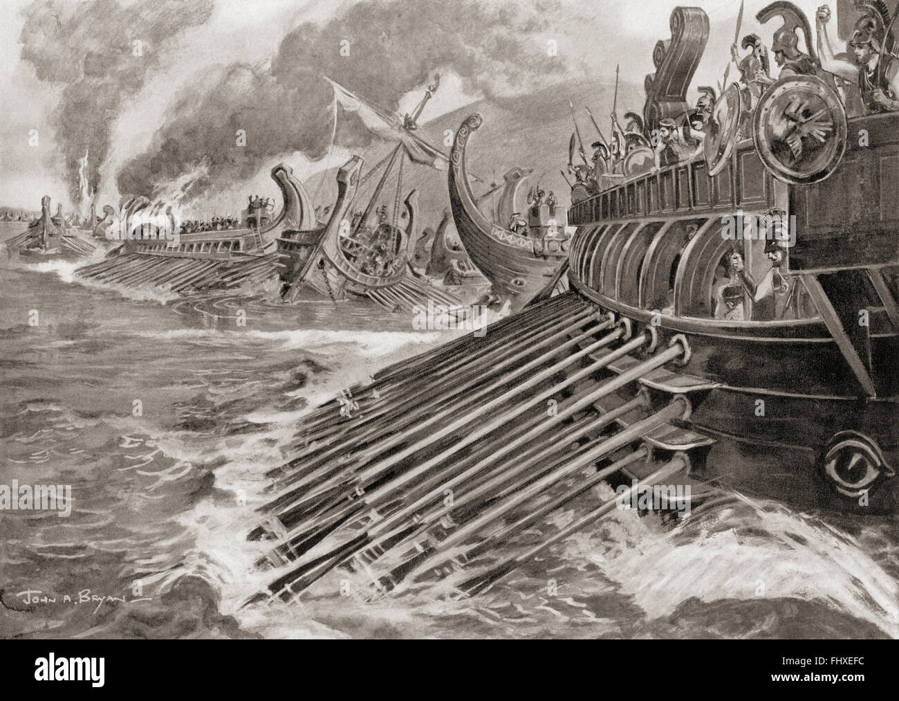 The naval Battle of Aegospotami, Hellespont, 405 BC. during which the ...