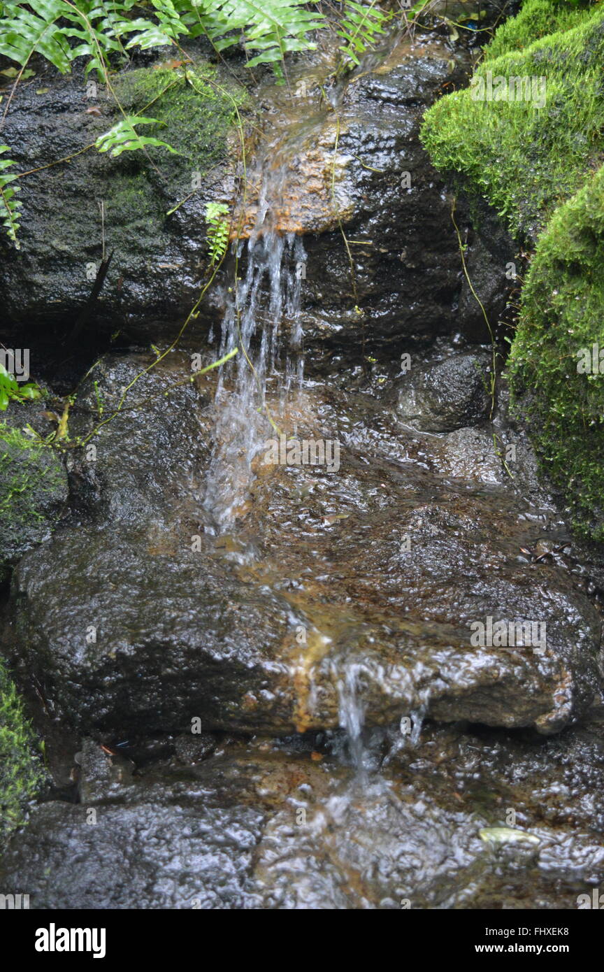 Small waterfall flowing over rocks Stock Photo - Alamy