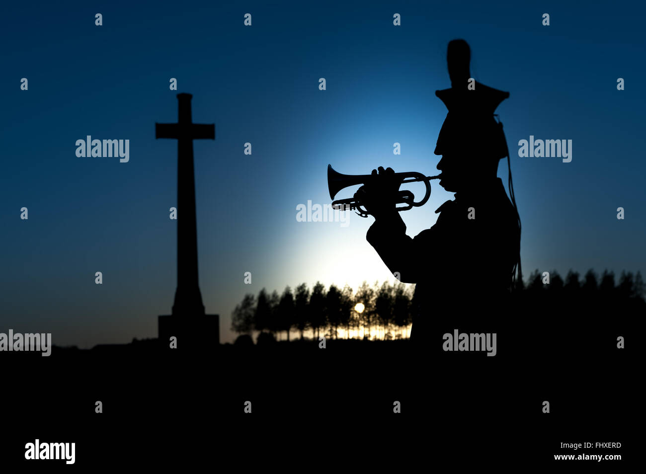 The Divisional Cemetery, Ypres, Belgium - A Military bugler playing The ...