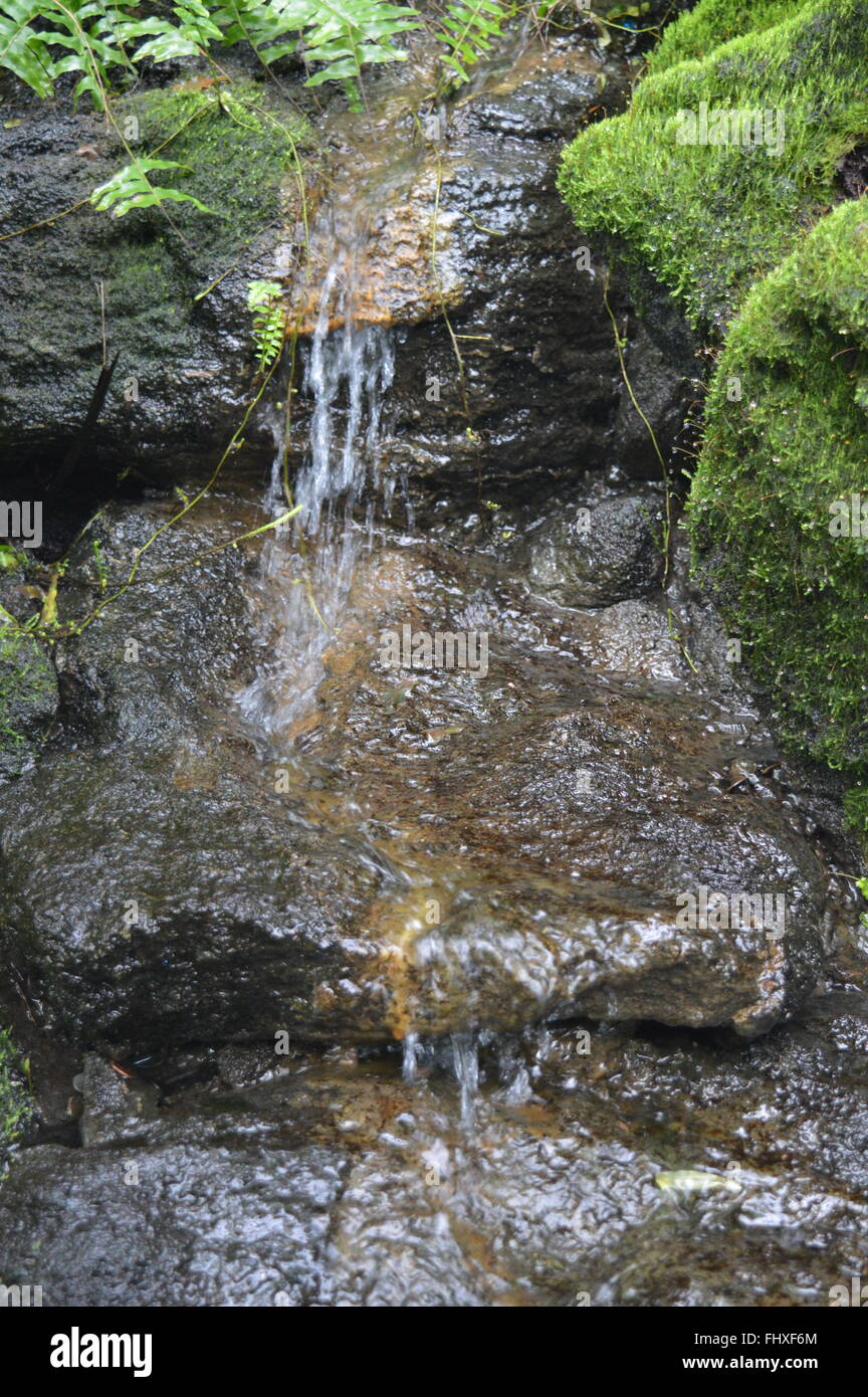 Small waterfall flowing over rocks Stock Photo - Alamy