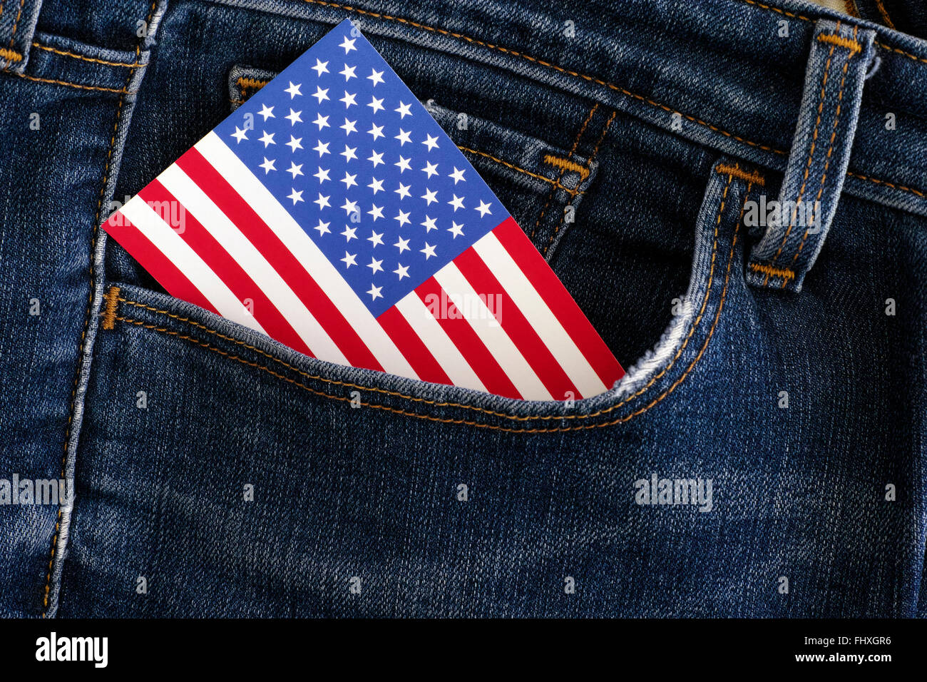 American flag in a pocket of blue jeans. Close up Stock Photo - Alamy